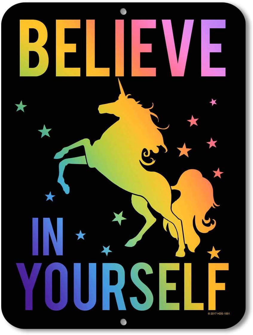 Adale Believe In Yourself - Rainbow Unicorn, Metal Novelty Sign ...