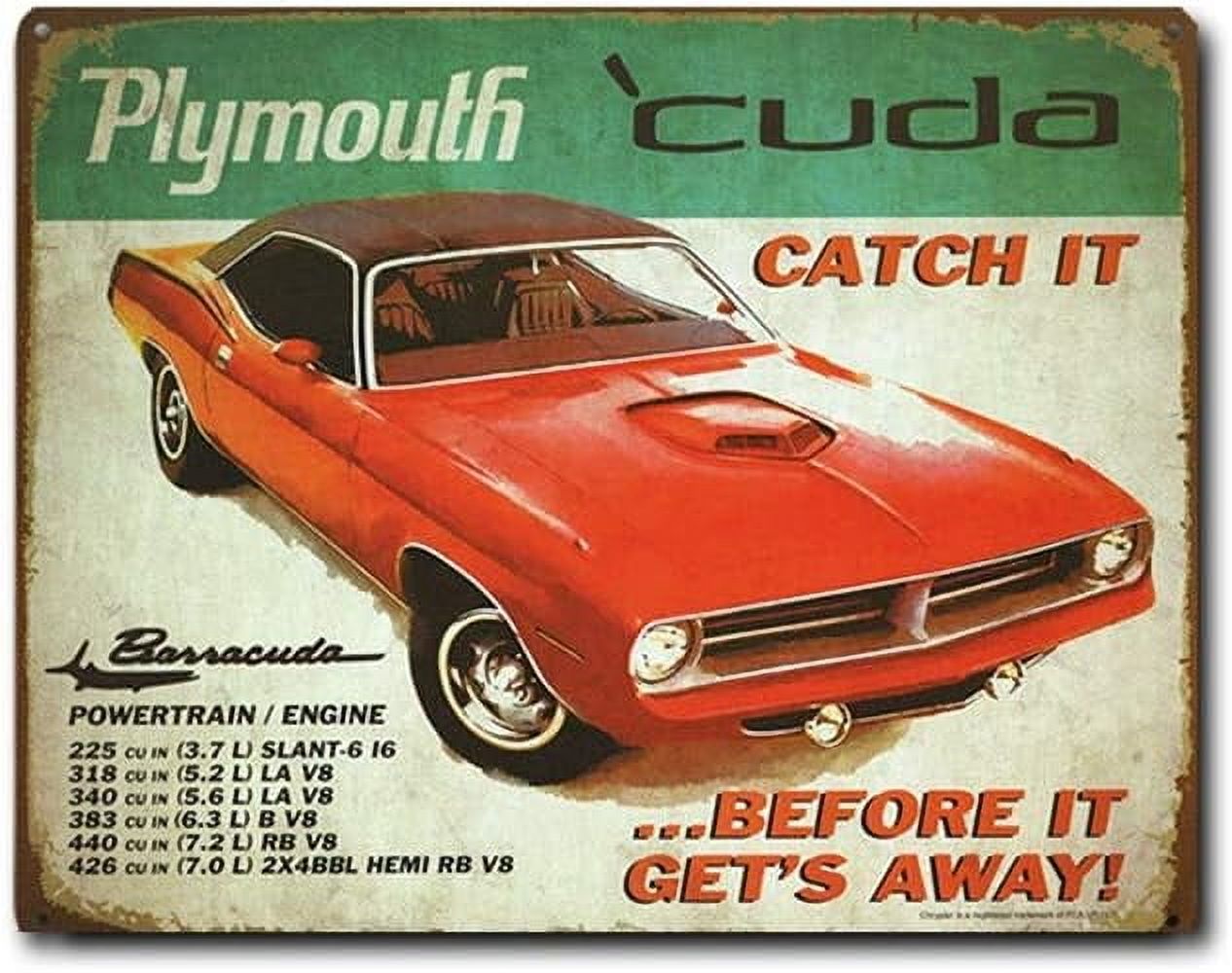 Adale Bundle Plymouth 'Cuda Retro Tin Sign Décor - Vintage Inspired ...