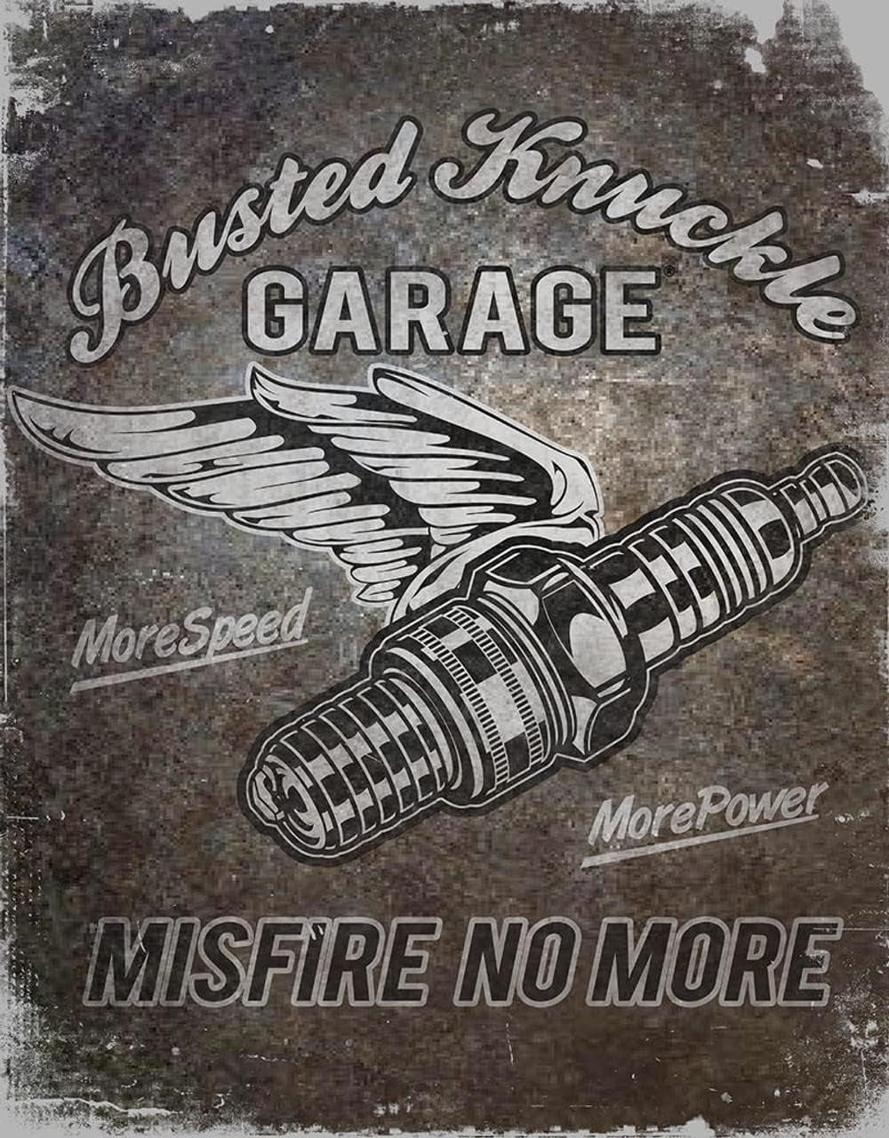 Adale Busted Knuckle Garage - Spark Plug Tin Sign - Nostalgic Vintage ...