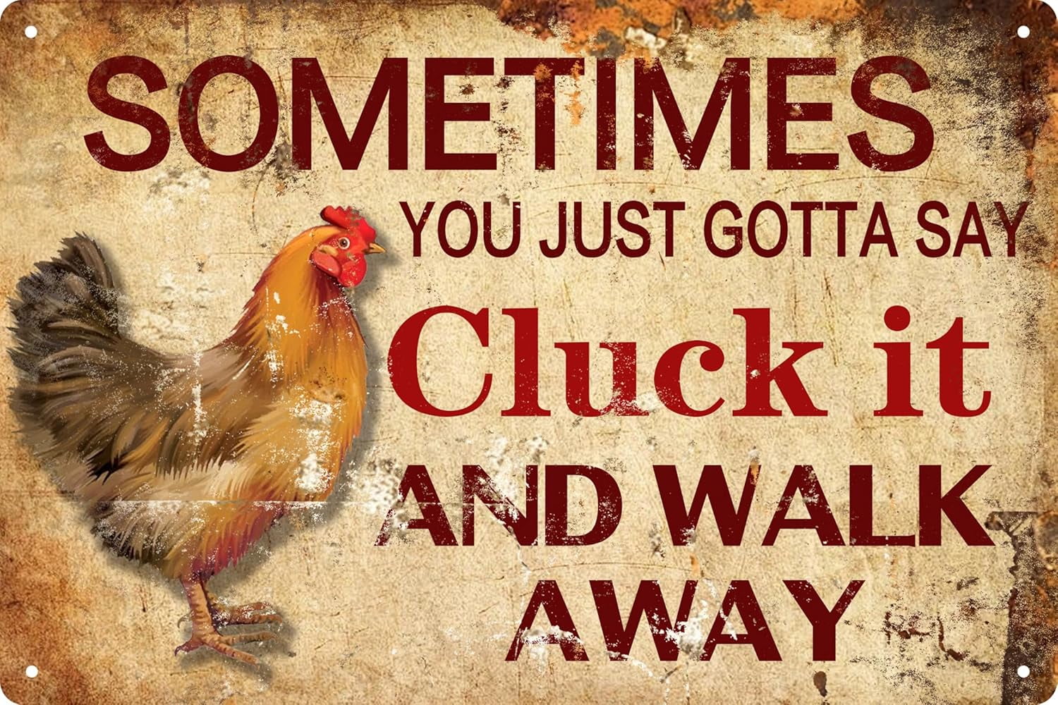 Adale Chicken Cluck It Funny Metal Tin Sign Novelty Home Decor Room ...