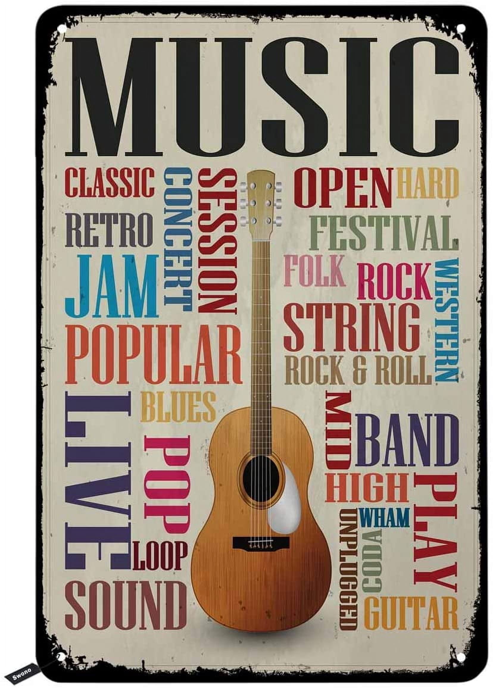 Adale Classic Guitar Tin Signs,Music Theme with Letter Vintage Metal ...