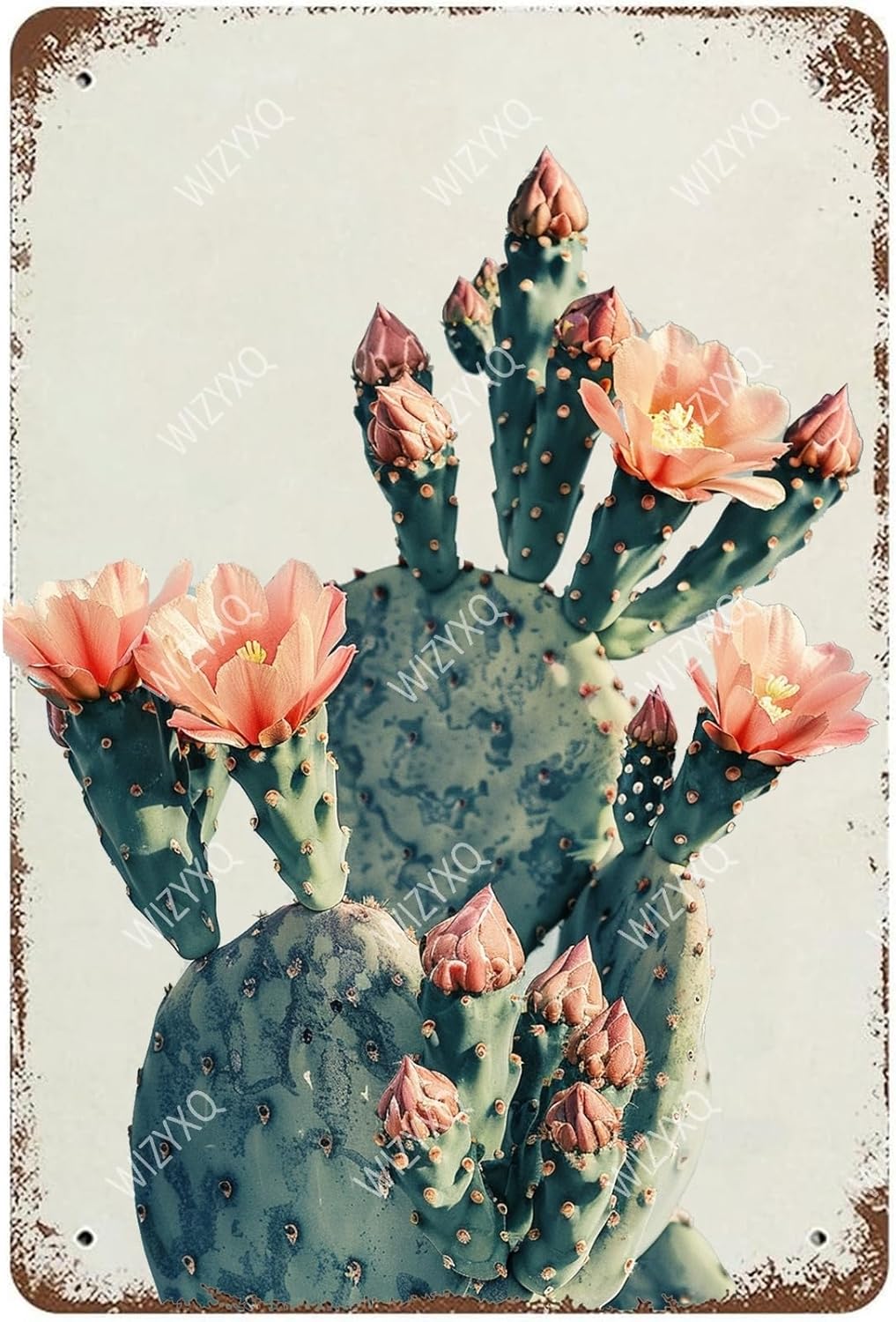 Adale Flowers Metal Signs Cactus Sign Vintage Tin Sign Retro Wall Art ...