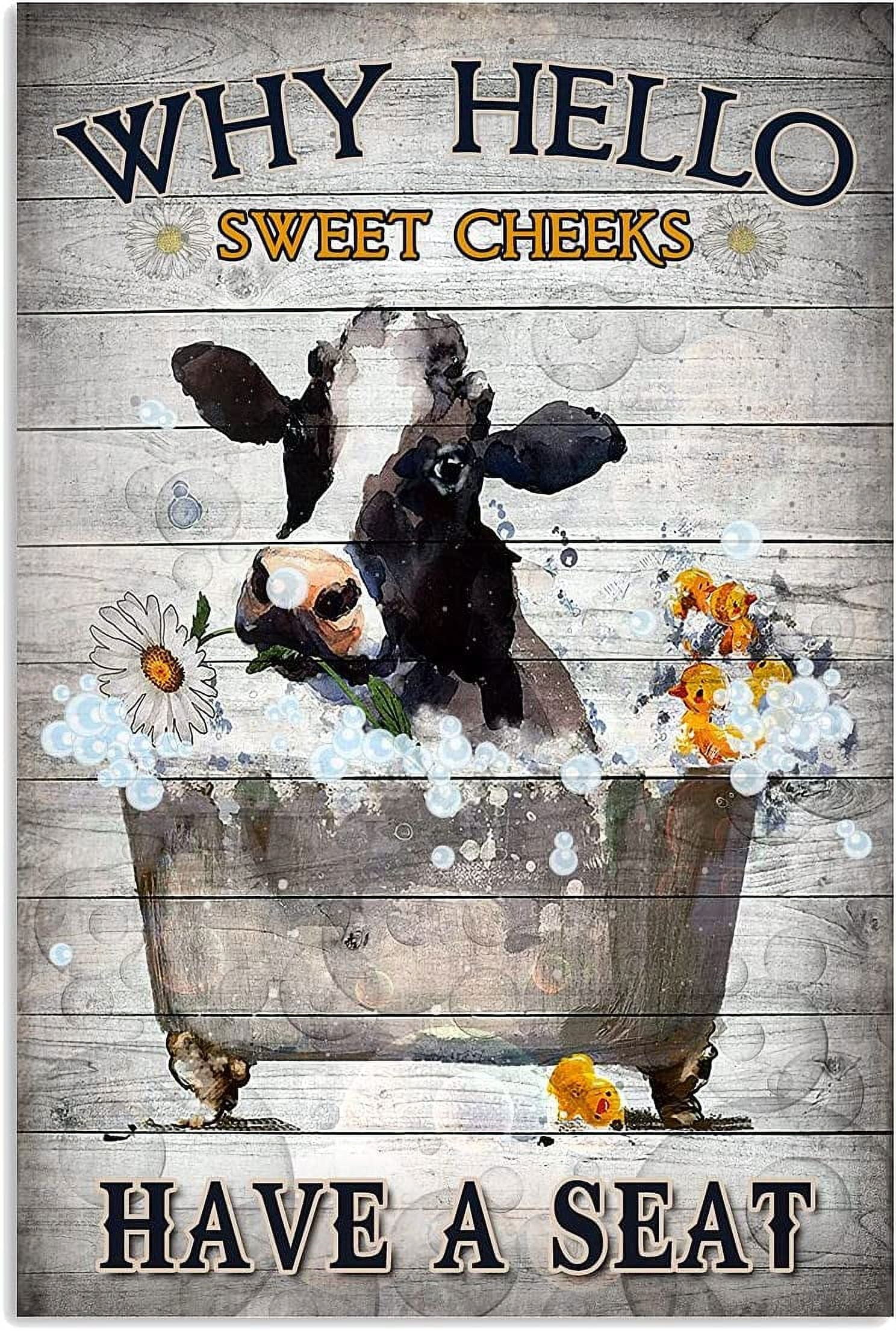 Adale Funny Bathroom Decor Why Hello Sweet Cheeks Have a Seat Metal Tin ...