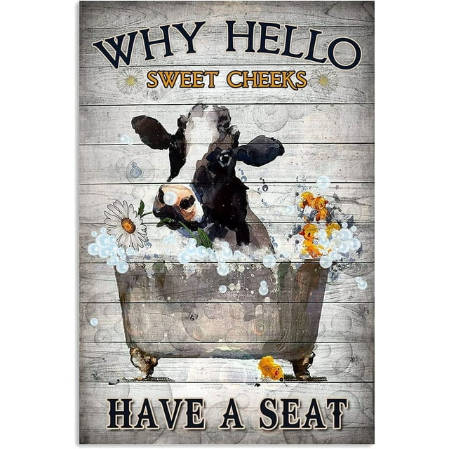 Adale Funny Bathroom Decor Why Hello Sweet Cheeks Have a Seat Metal Tin ...
