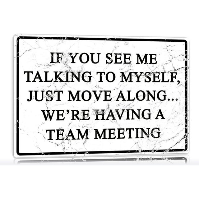Adale Funny Office Metal Tin Signs If You See Me Talking To Myself We ...