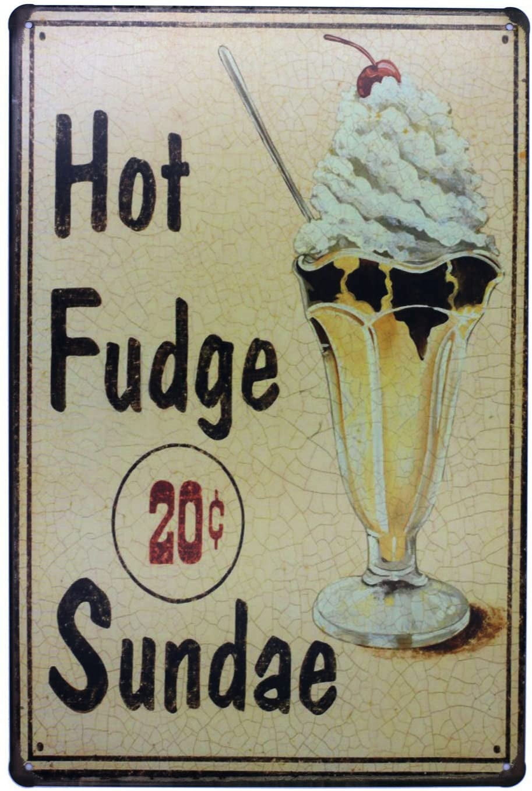 Adale Hot Fudge Sundae Retro Metal Tin Sign, Antique Plaque Poster ...