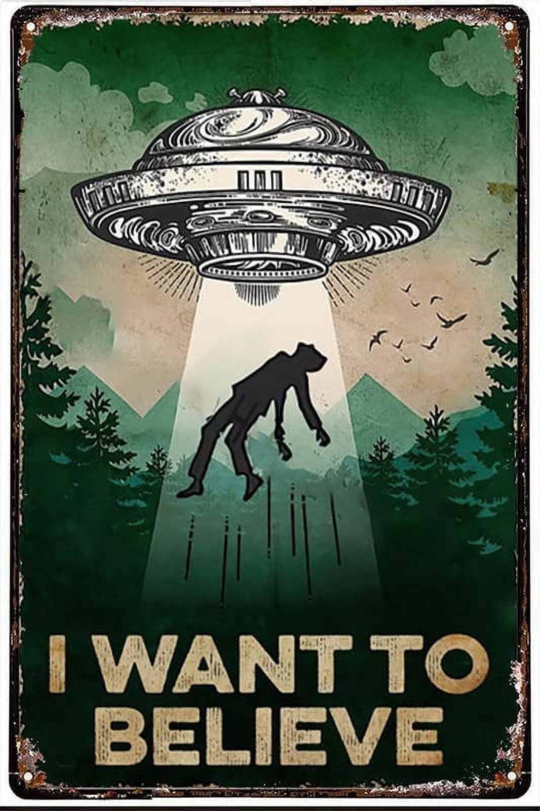 Adale I Want To Believe, Ufo Alien Vintage Tin Sign Wall Art Home Decor ...