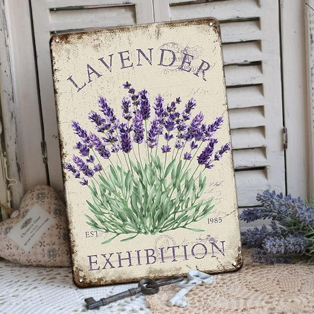 Adale Lavender Wall Decor Tin Sign - French Country Vintage Shabby Chic ...
