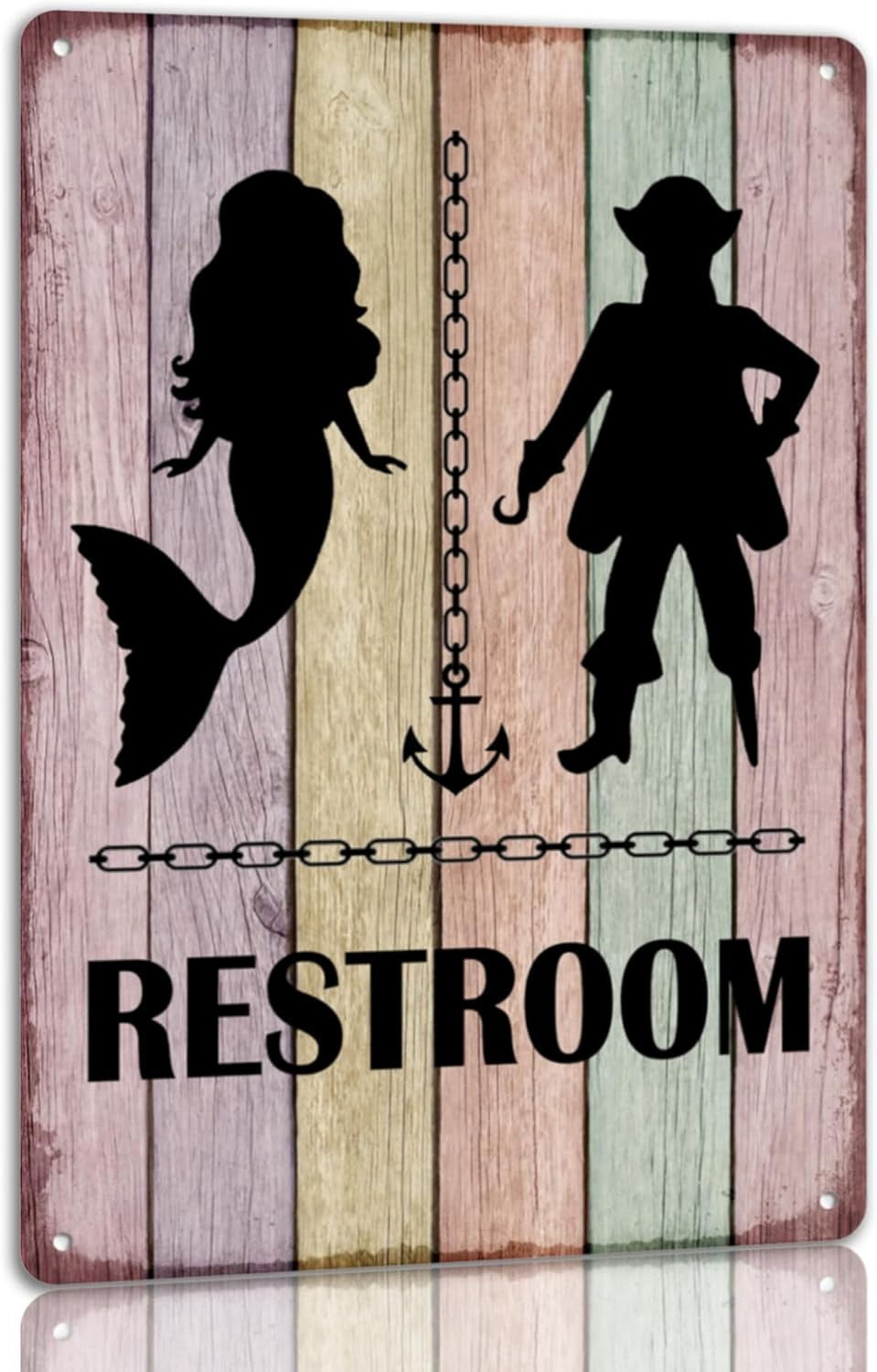 Adale Mermaid Pirate Restroom Tin Sign Pirate Themed Restroom Metal ...