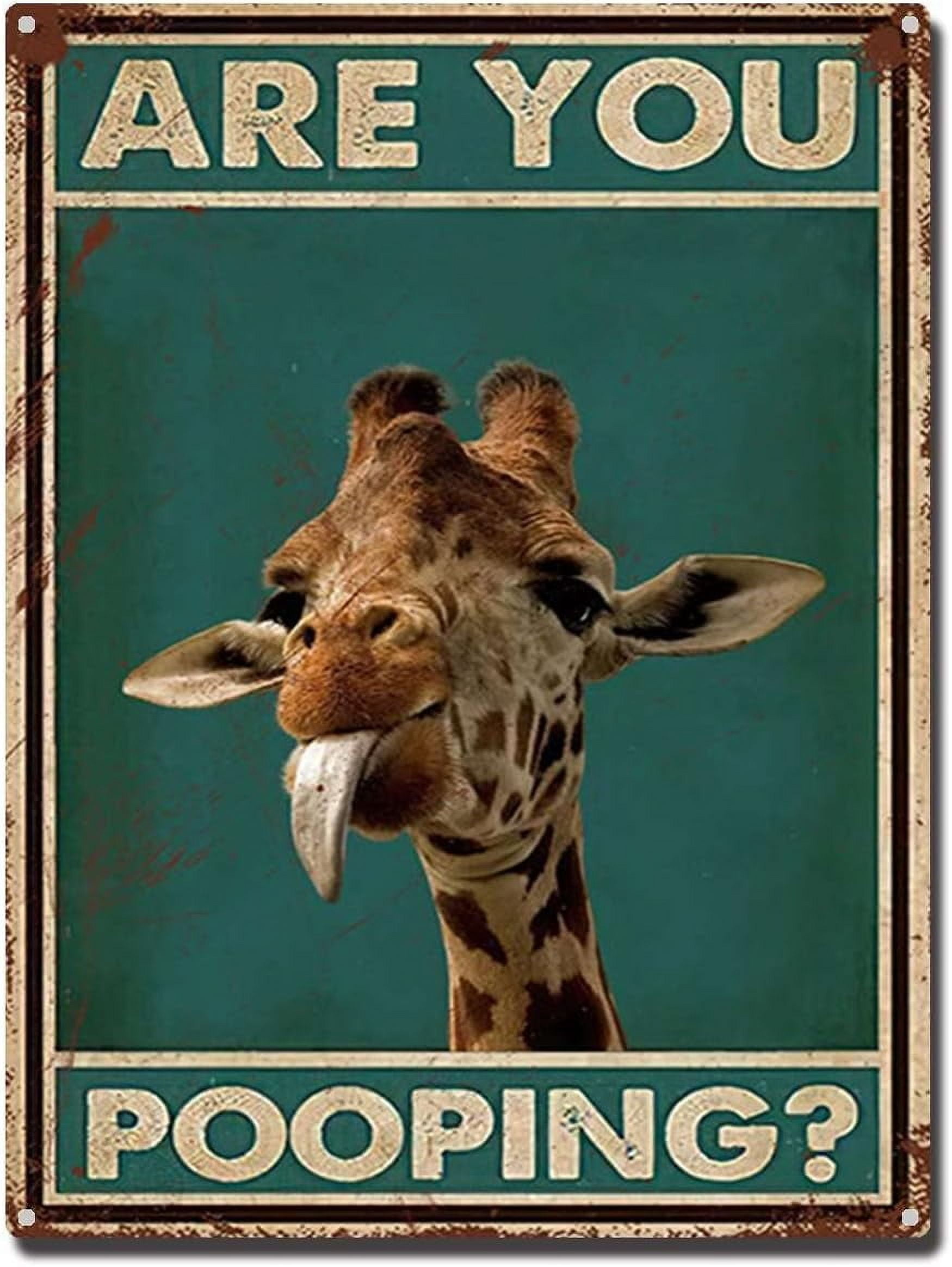 Adale Metal Sign Vintage Giraffe Are You Pooping Signs Bathroom ...