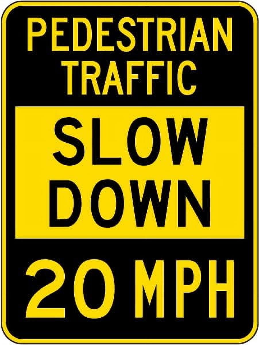 Adale Metal Sign Warning Tin Sign Pedestrian Traffic Slow Down 20 MPH ...