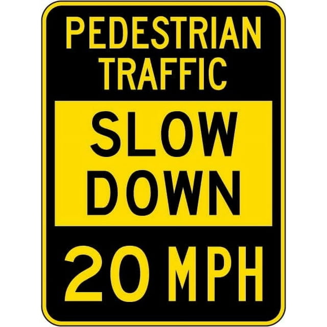 Adale Metal Sign Warning Tin Sign Pedestrian Traffic Slow Down 20 MPH ...