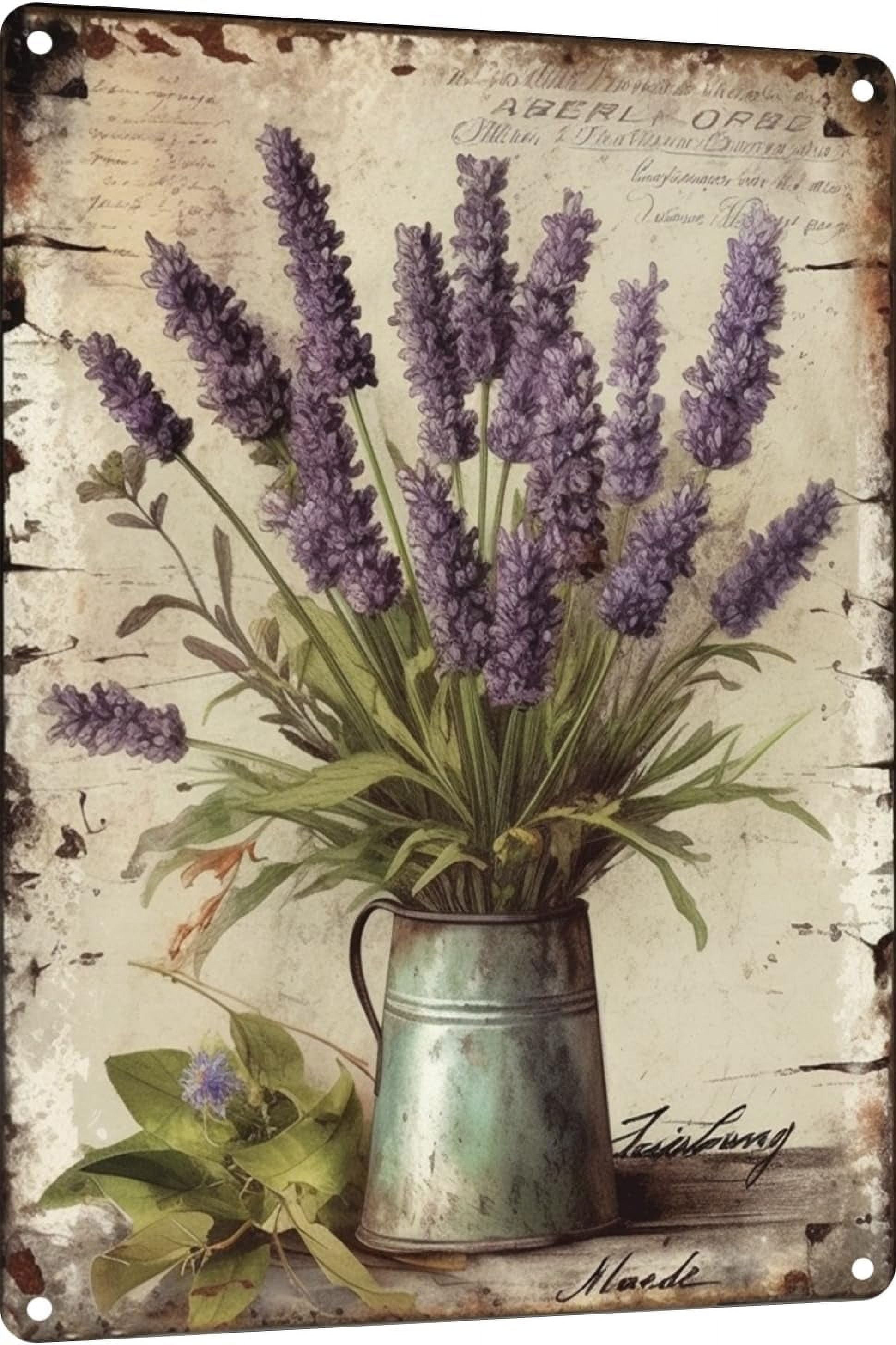 ADALE Metal Tin Signs Retro Vintage Garden Lavender Flowers Metal Tin ...