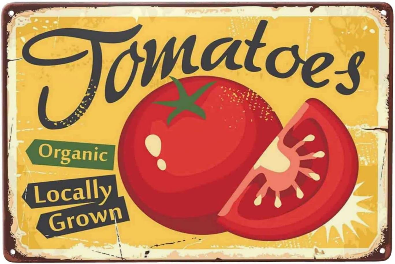 Adale Red Tomatoes Sign Vintage Metal Tin Sign Locally Grown Vegetables ...
