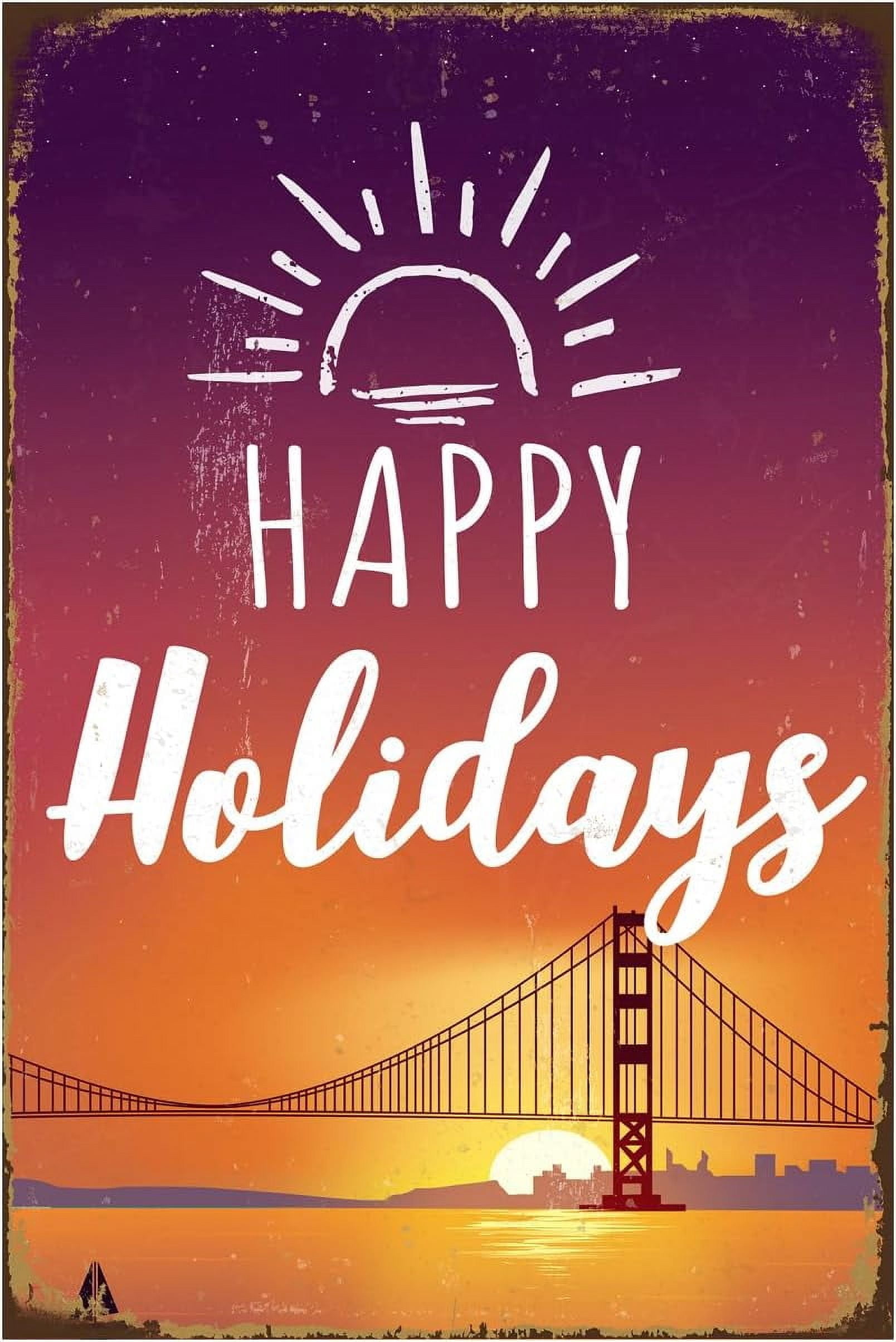 Adale Retro Tin Metal Sign, Sky Wall Décor, Sunset Happy Holiday ...