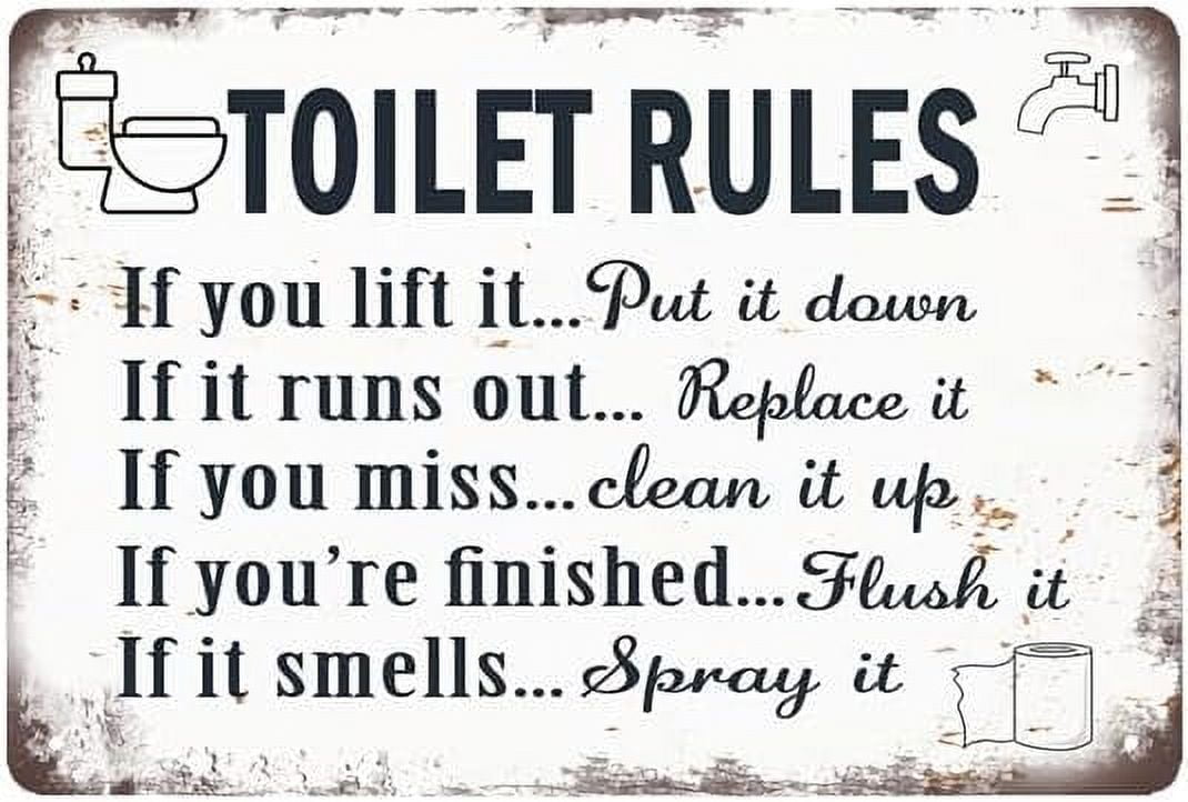 Adale Rustic Bathroom Rules Sign - Toilet Rules - Toilet Rules Sign For ...