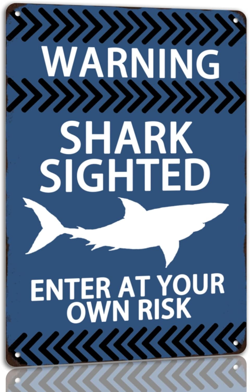 Adale Shark Sighted Enter At Your Own Risk Metal Sign Shark Tin Sign ...