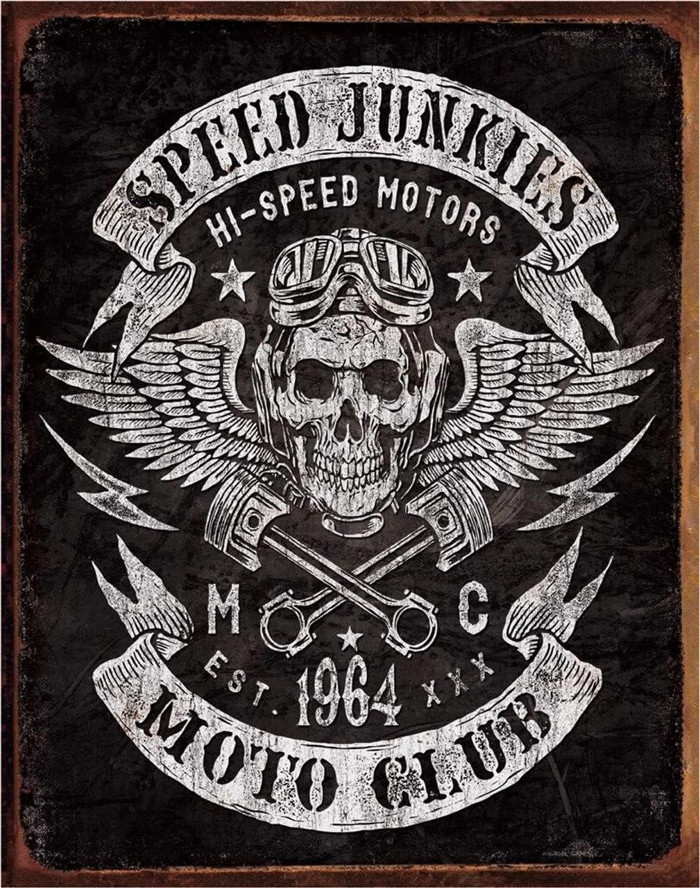 Adale Speed Junkies Tin Sign - Nostalgic Vintage Metal Wall Decor (Size ...