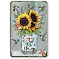 Adale Sunflower Metal Tin Signs Hummingbird Metal Wall Decor Enjoy The ...