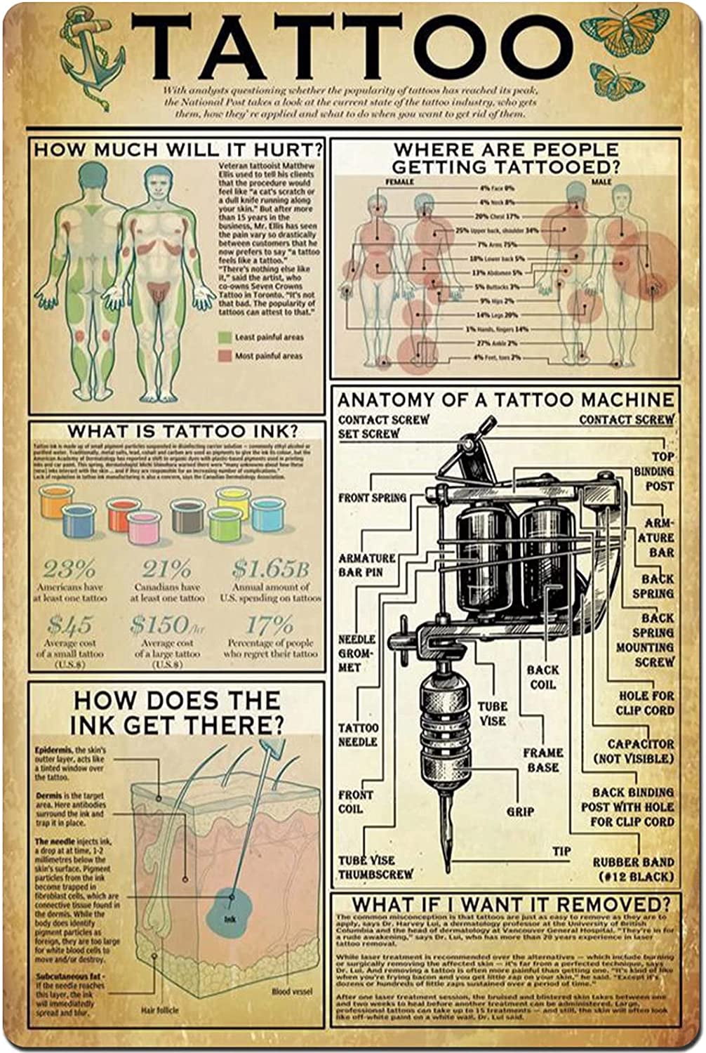 Adale Tattoo Metal Tin Sign Tattoo Artist Knowledge Infographic Poster ...