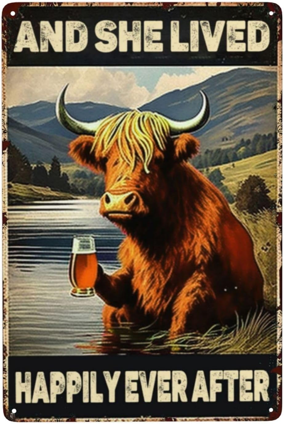 Adale Vintage Funny Cow Metal Tin Sign Perfect Bar Wall Decor and Gift ...