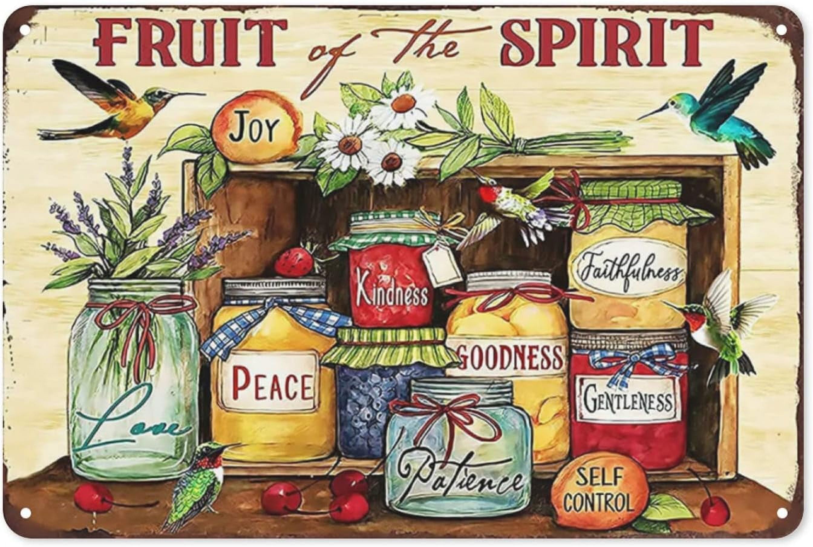 Adale Vintage Tin Sign Fruit of The Spirit Peace Kindness Retro Metal ...