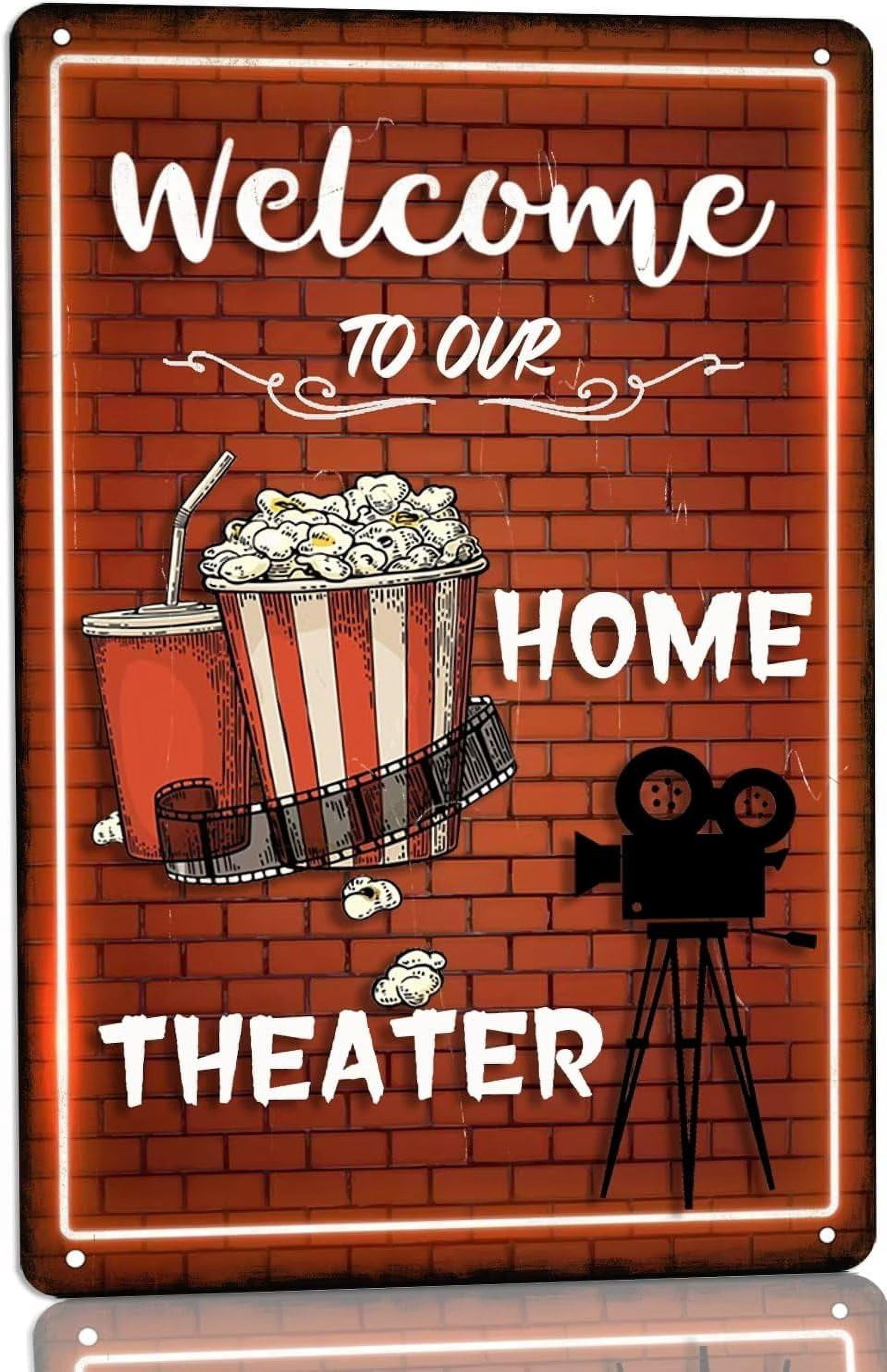 Adale Welcome to Our Home Theater Metal Tin Sign, Retro Small Theater ...