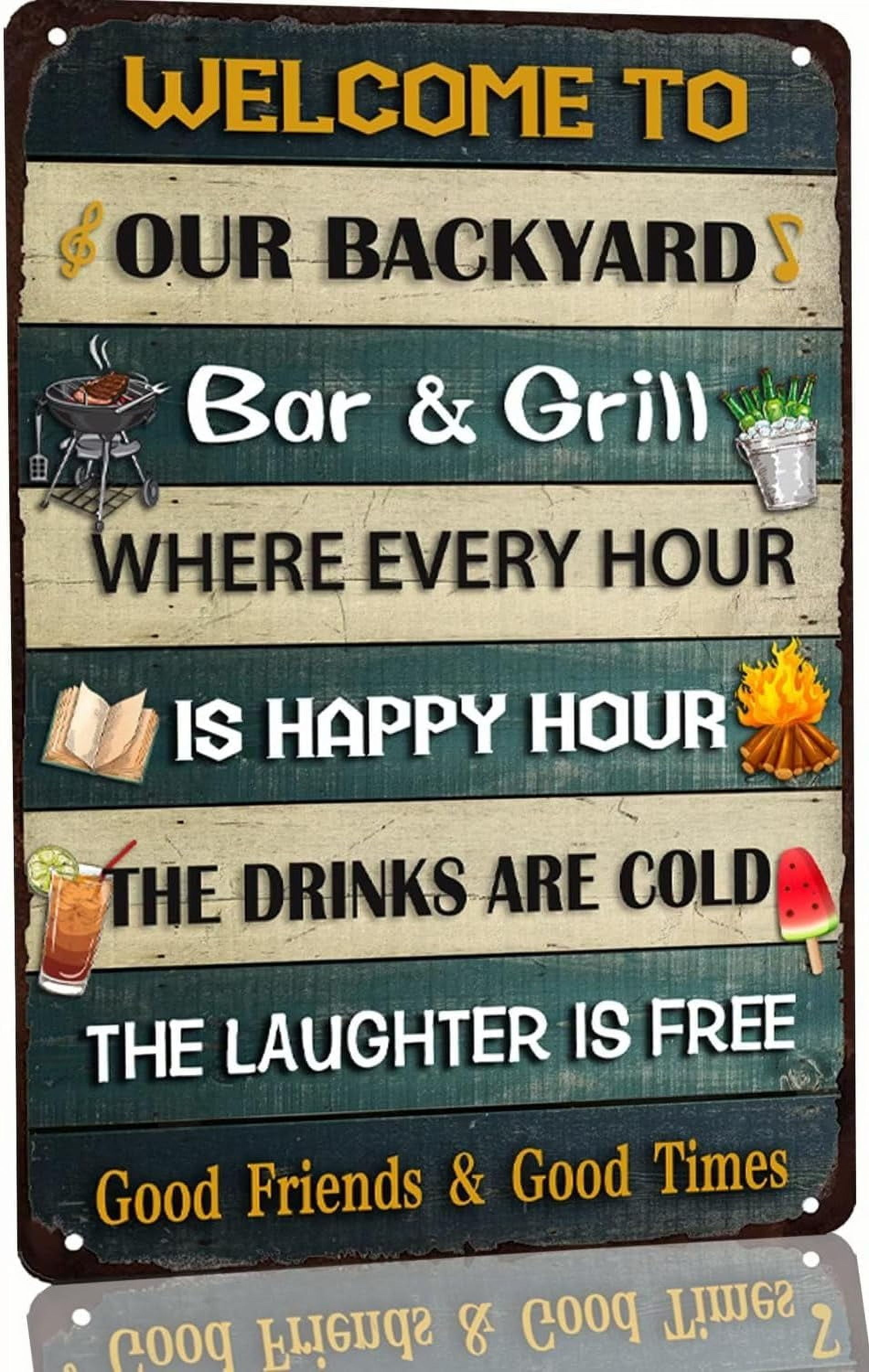 Adale Welcome to Our Backyard Metal Tin Sign,Retro Vintage Bar & Grill ...