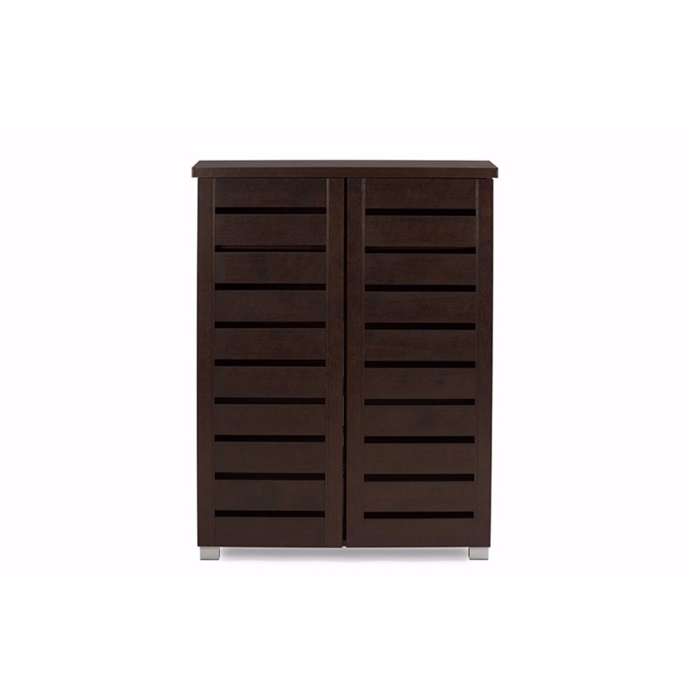 Adalwin Modern and 2-Door Dark Brown Wooden Entryway Shoes Storage ...