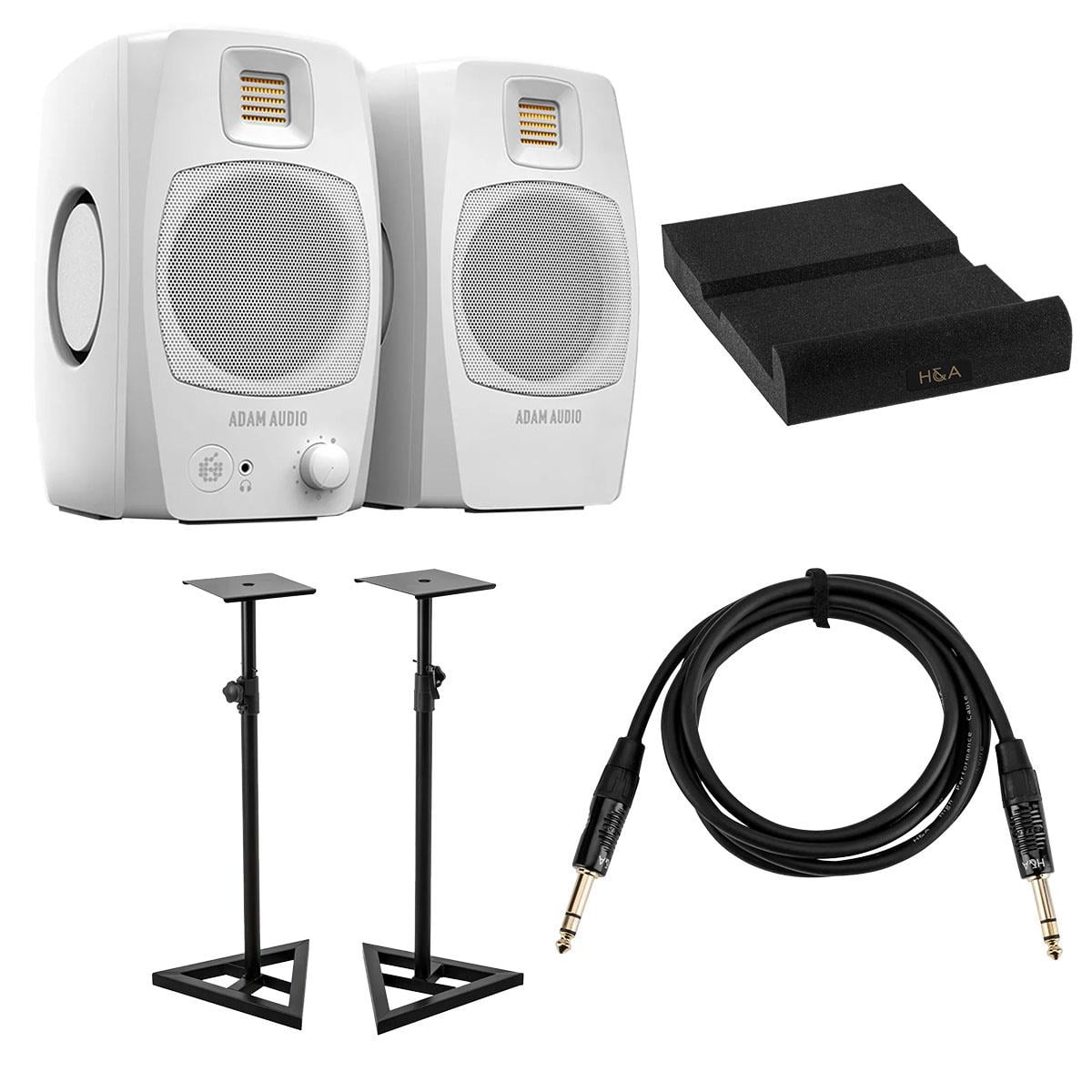 Adam Audio D3V 3.5" 80W Desktop Monitor, Pair, White, Bundle with 2x ...