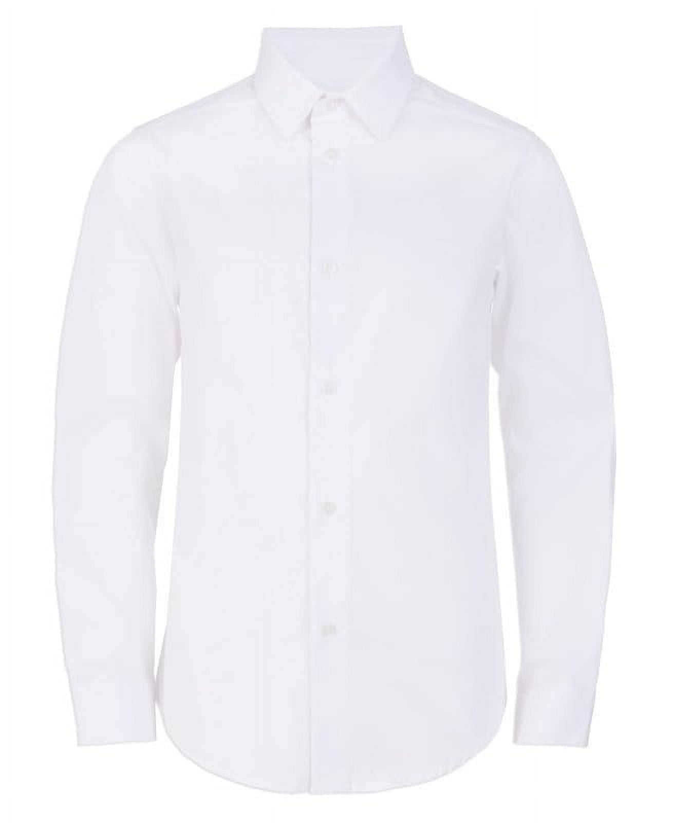 Adam Baker Boy's SH9801-B- 4-Way Stretch Slim Fit Dress Shirt, White ...