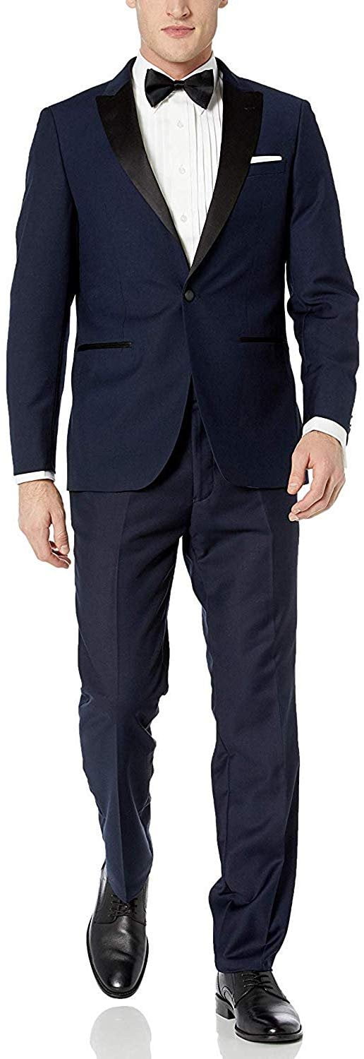 Adam Baker Designed, Men's One Button Peak Lapel Two-Piece Tuxedo - Navy - 44L - Walmart.com
