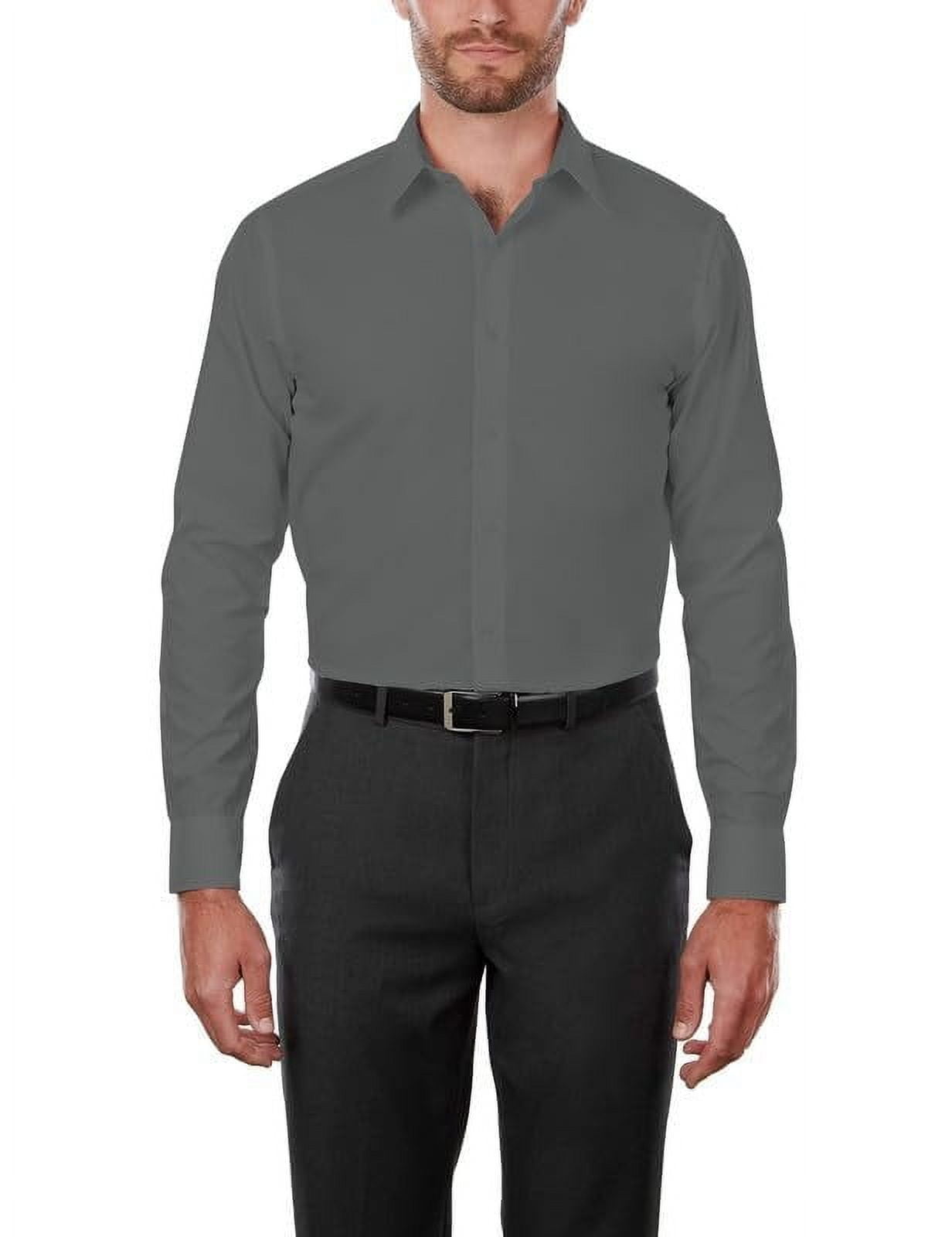 Adam Baker Men's MSH9801 4-Way Stretch Slim Fit Long Sleeve Dress Shirt ...