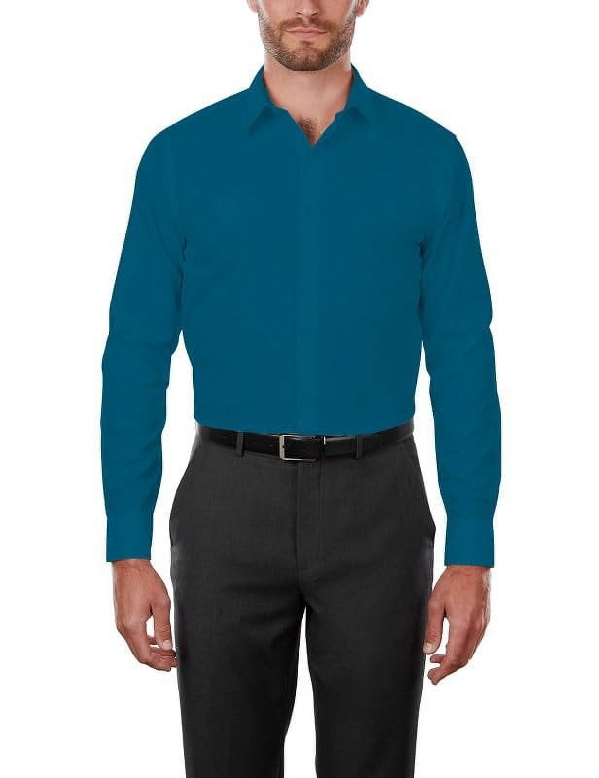 Adam Baker Men's MSH9801 4-Way Stretch Slim Fit Long Sleeve Dress Shirt, Emerald, 2XL - Walmart.com