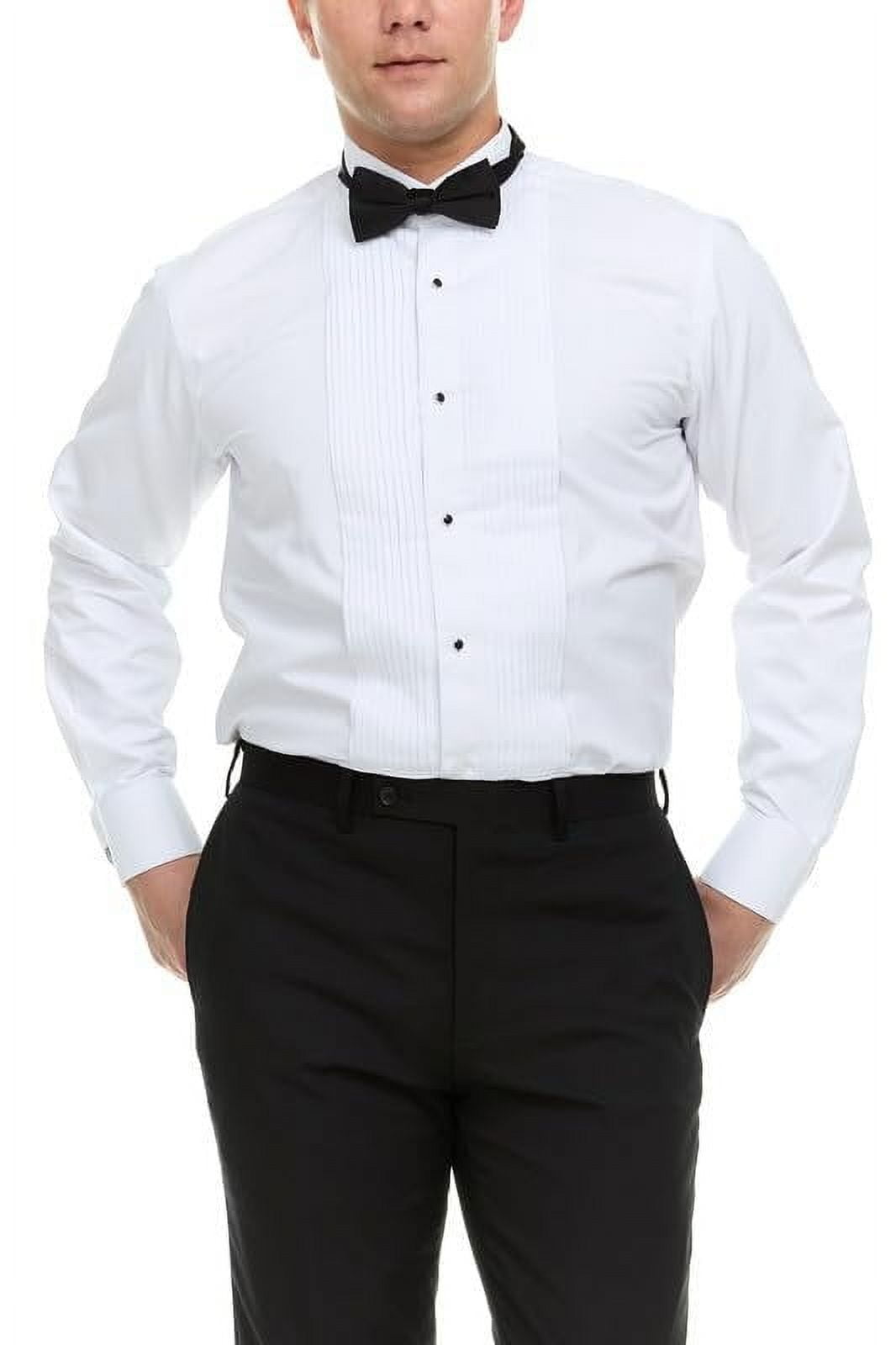 Adam Baker Men's MSH989 4-Way Stretch Slim Fit French Cuff Tuxedo Shirt ...