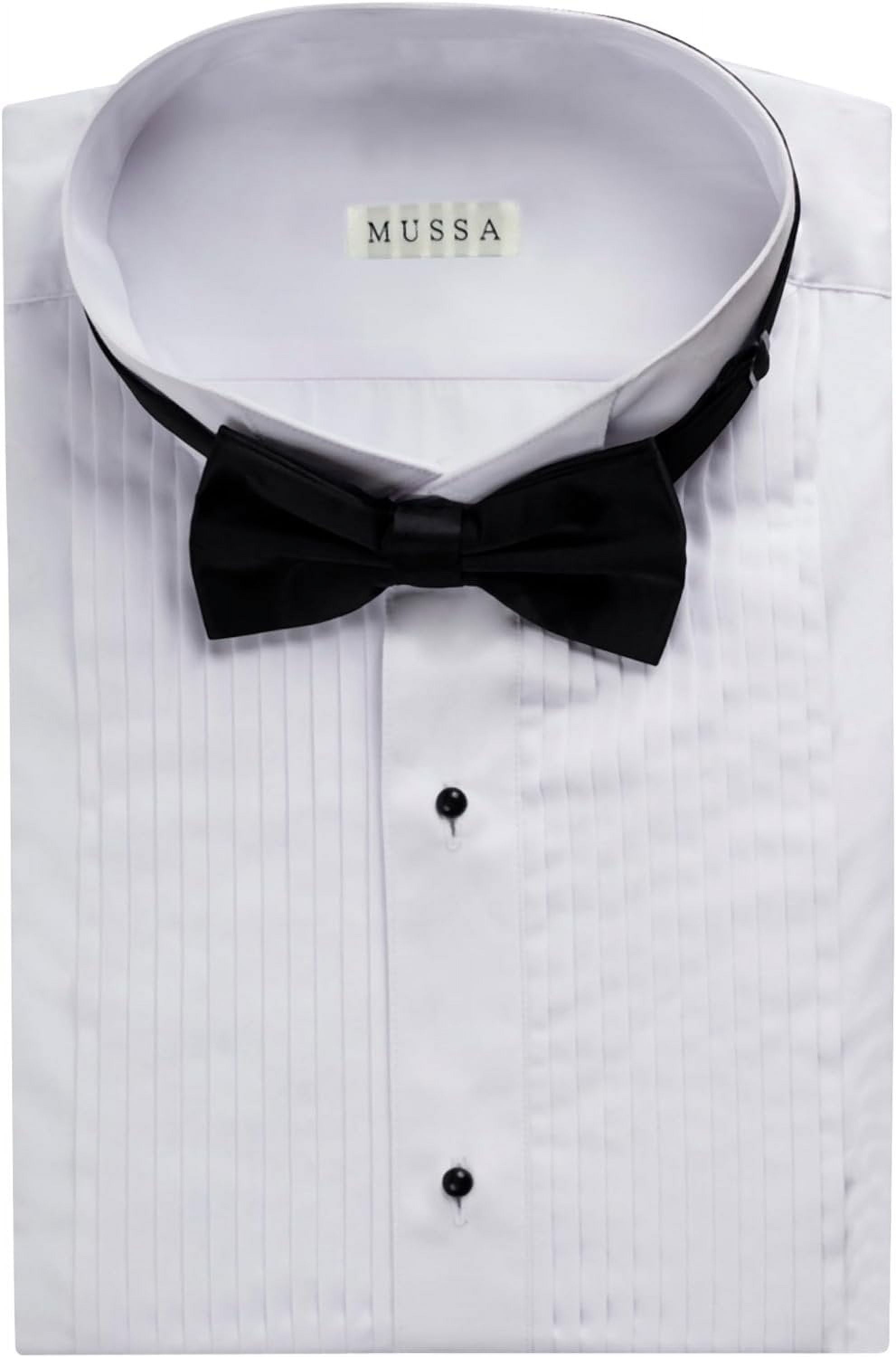 Adam Baker Men's MT004 Slim Fit Tuxedo Shirt, Wingtip Collar, Pleated Front, 16.5 6-7 - Walmart.com