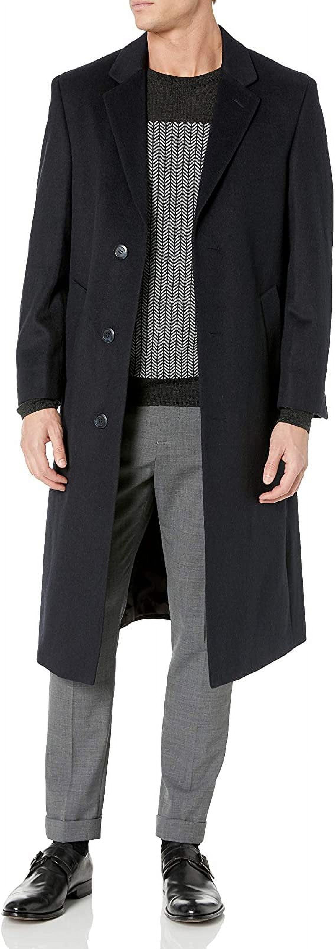 Adam Baker Men's Single Breasted 40819 Luxury Wool Full Length Topcoat ...