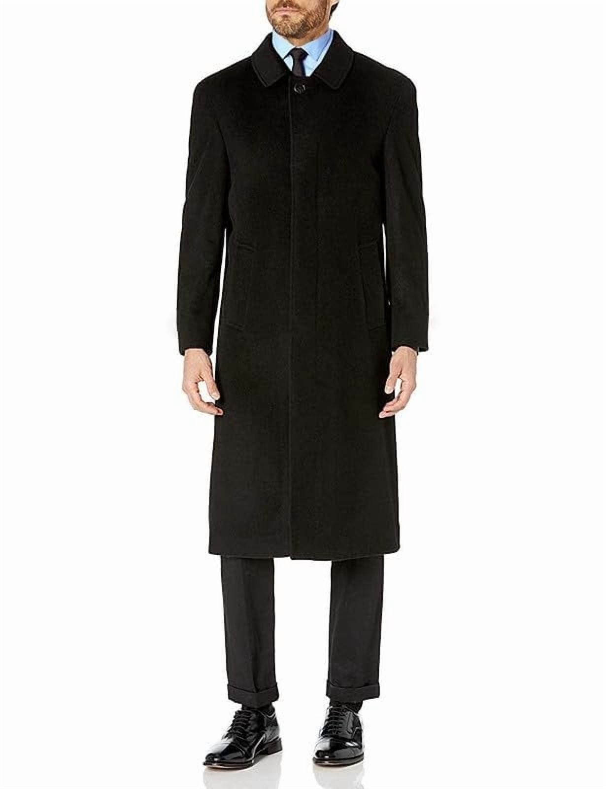 Adam Baker Men's Topcoat, Single Breasted Luxury Wool Full Length ...