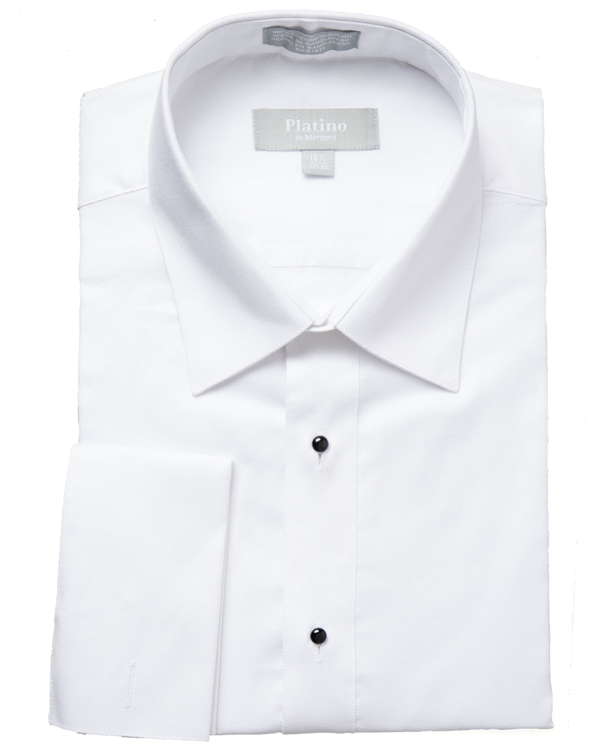 Adam Baker Men's Tuxedo Shirt | French Cuff Laydown Collar Cotton ...