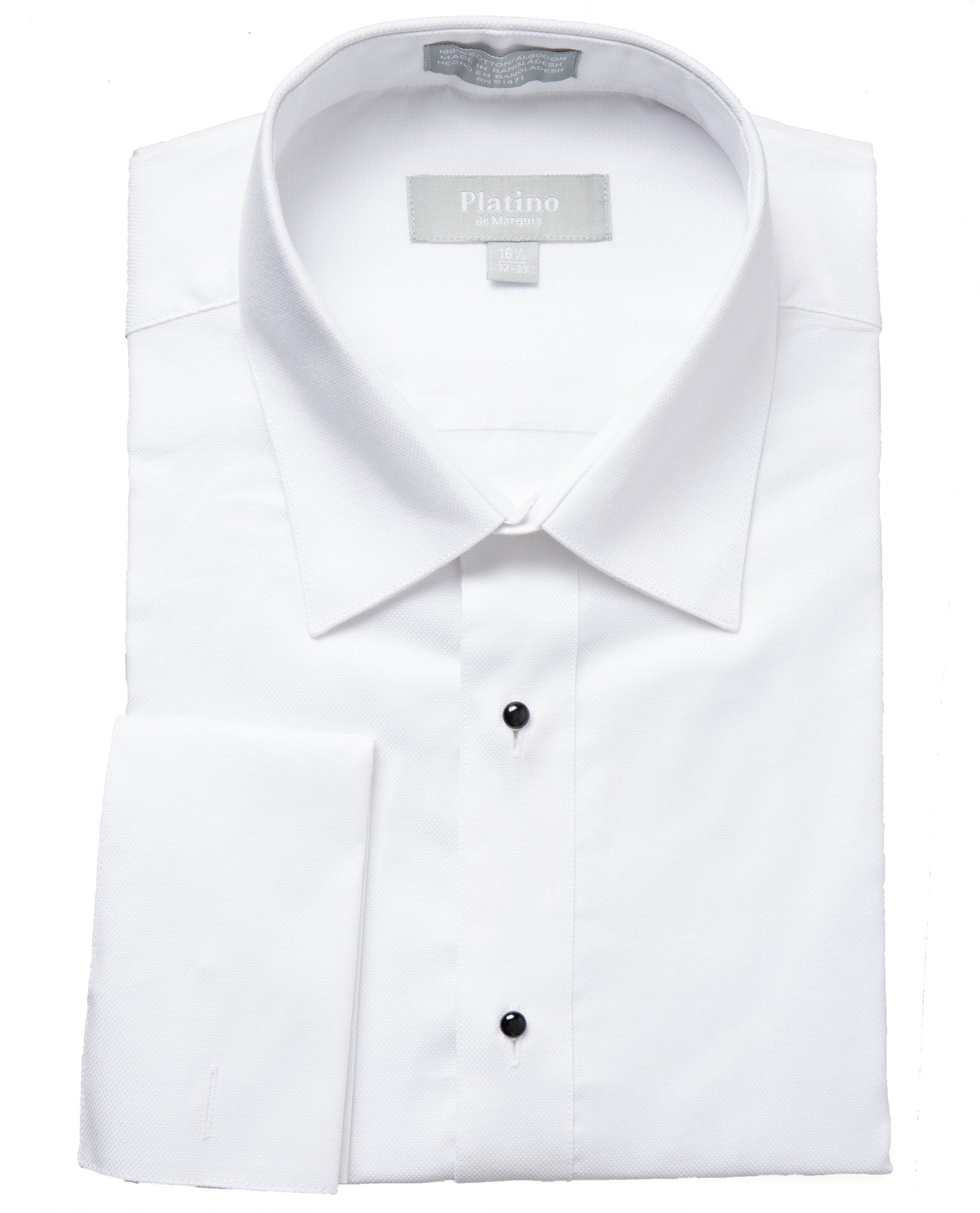 Adam Baker Men's Tuxedo Shirt French Cuff Laydown Collar Cotton Formal ...