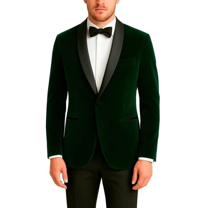 Adam Baker Men's Velvet Dinner Jacket, One Button Tuxedo Jacket ...