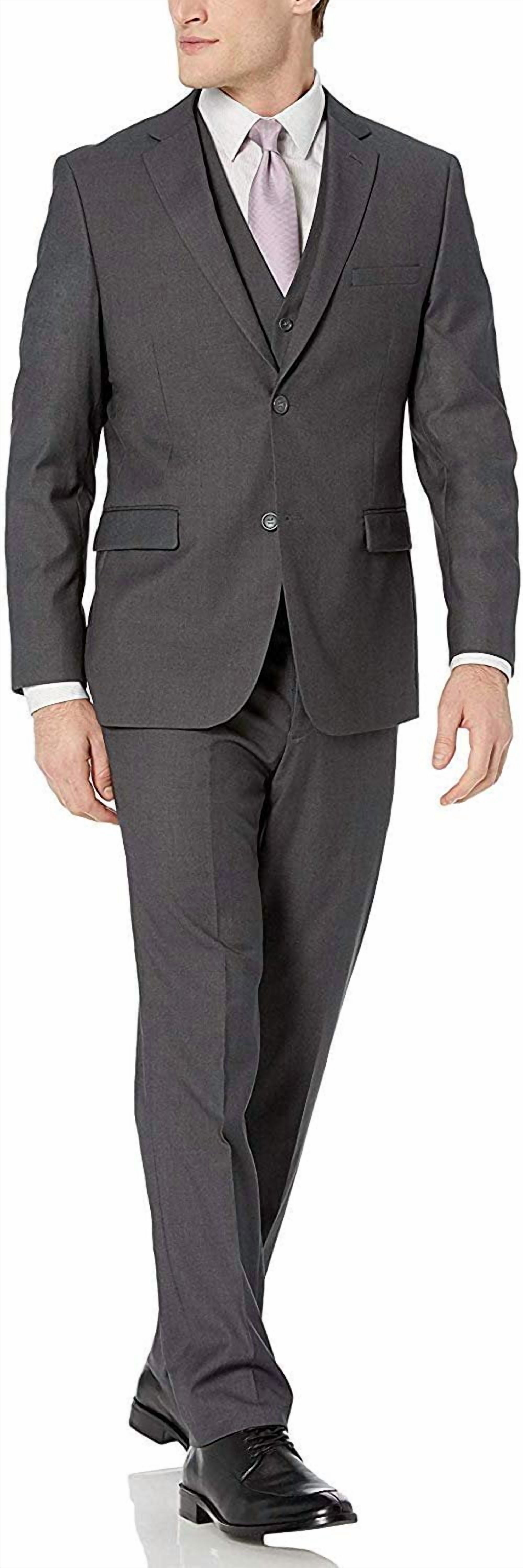 Adam Baker Men's Classic Fit 3-Piece Jacket, Vets, Trousers Vested Suit ...