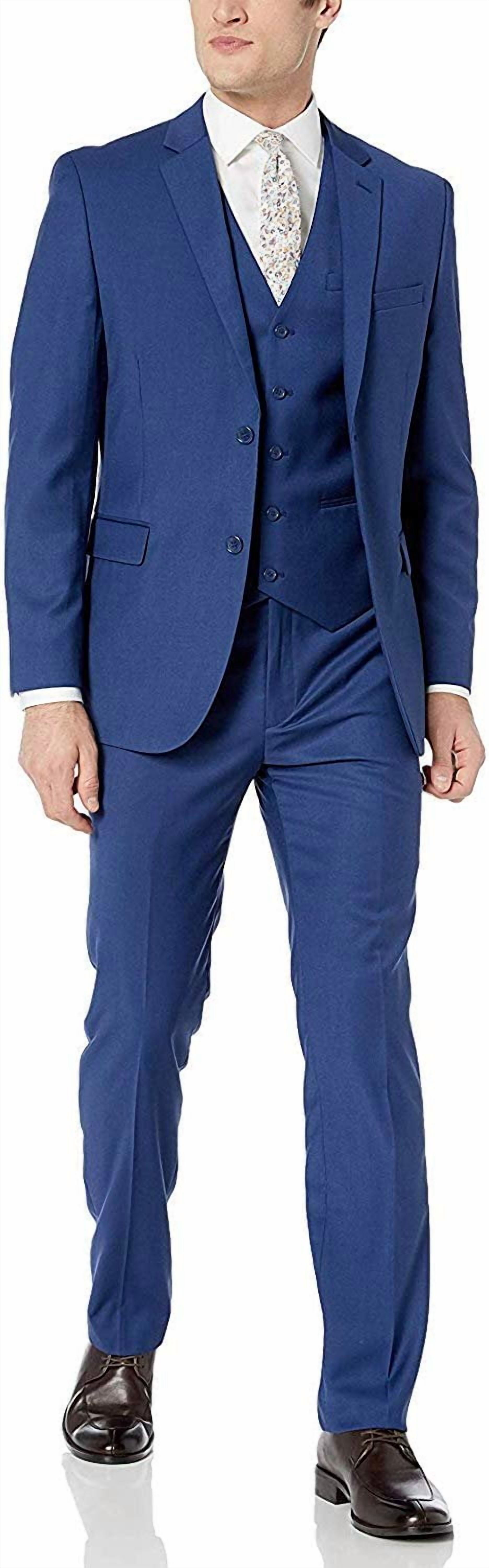 Adam Baker Men's Classic Fit 3-Piece Jacket, Vets, Trousers Vested Suit ...