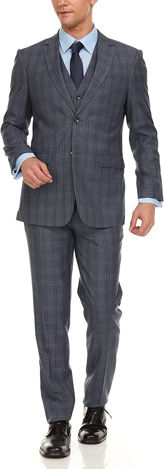 Adam Baker by Gianco Ferro Men's 63822 Slim Fit 3-Piece Suit - Grey ...