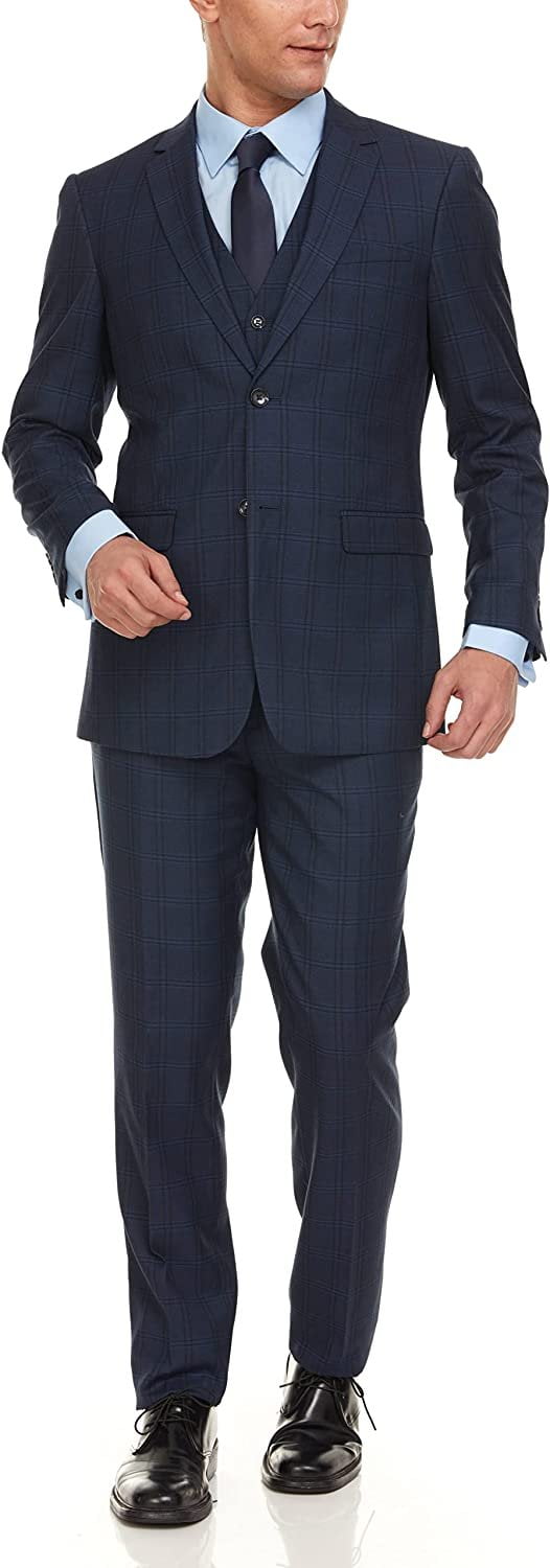Adam Baker by Gianco Ferro Men's 63823 Slim Fit 3-Piece Suit - Navy ...