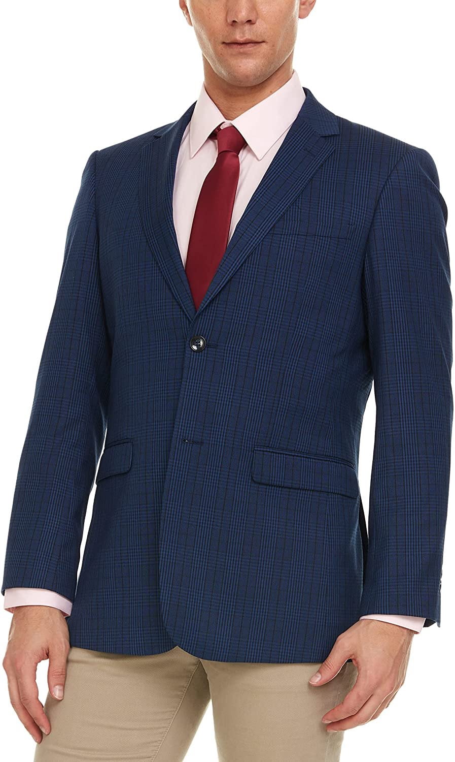 Adam Baker by Gianco Ferro Mens 83863 Slim fit Notch Lapel Plaid Sport ...