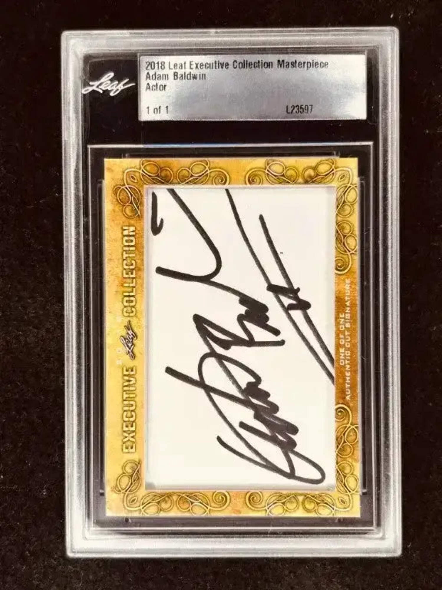 Adam Baldwin 2018 Leaf Masterpiece Cut Signature certified signed card ...