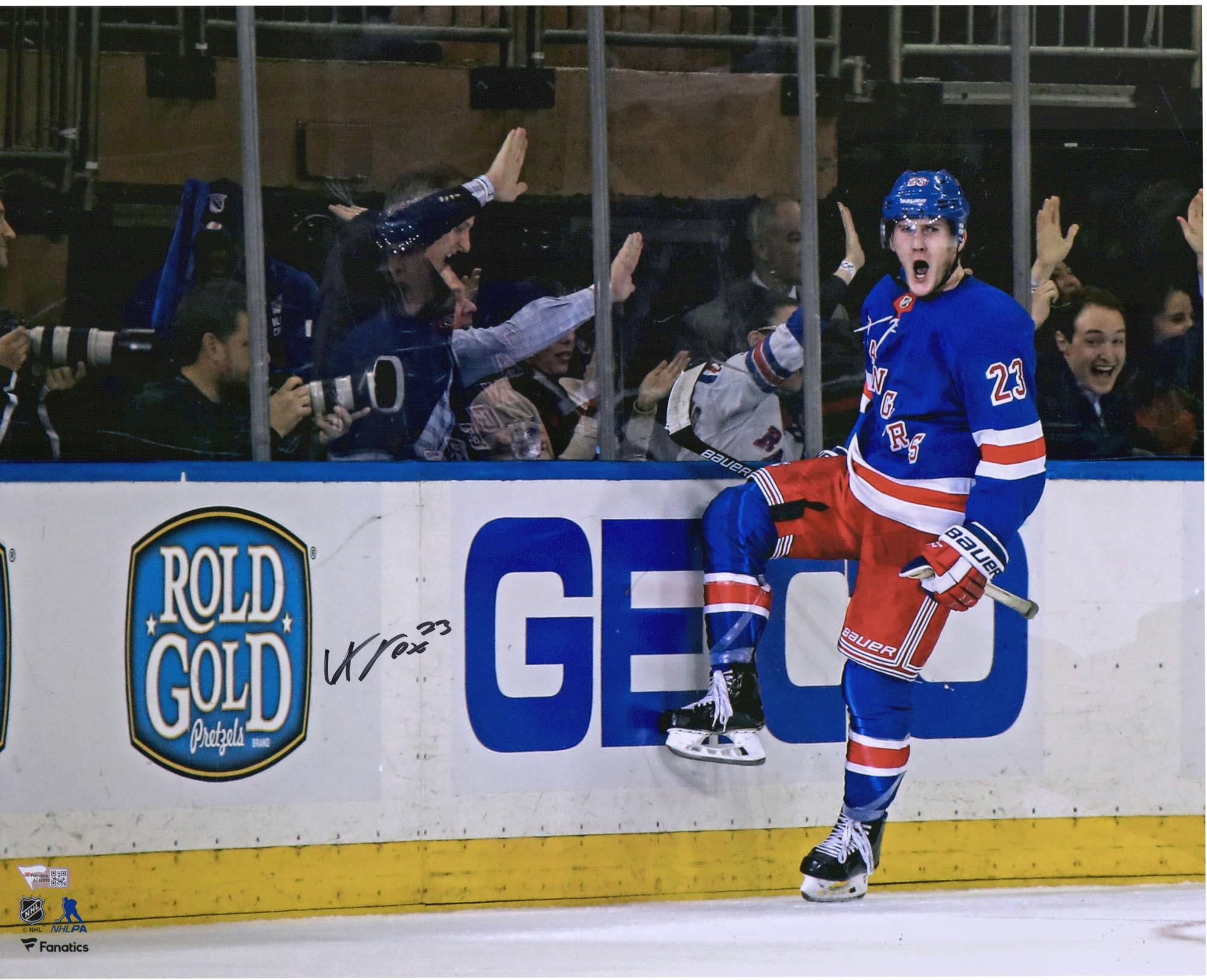 Adam Fox New York Rangers Autographed 16" x 20" Blue Jersey Goal ...