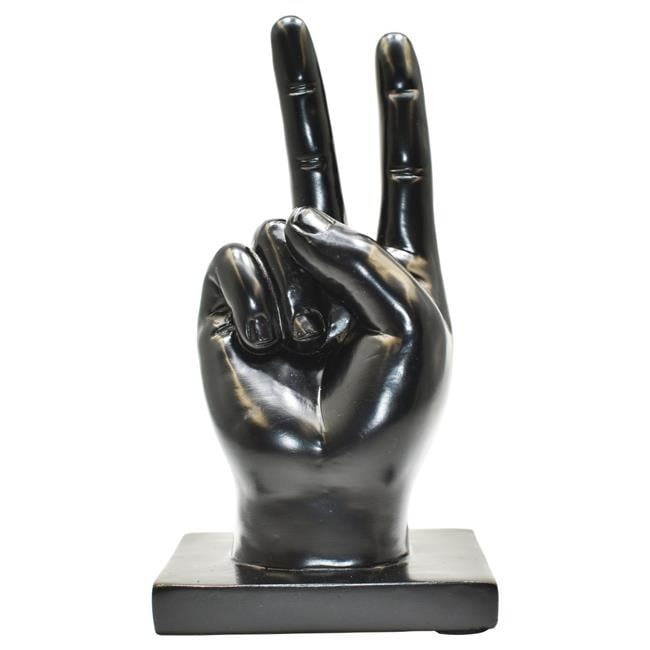 Adam & Friends Home Decor Peace Sign Sculpture | 1-Piece | Black ...