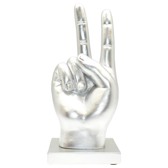 Adam & Friends Home Decor Peace Sign Sculpture | 1-Piece | Silver ...